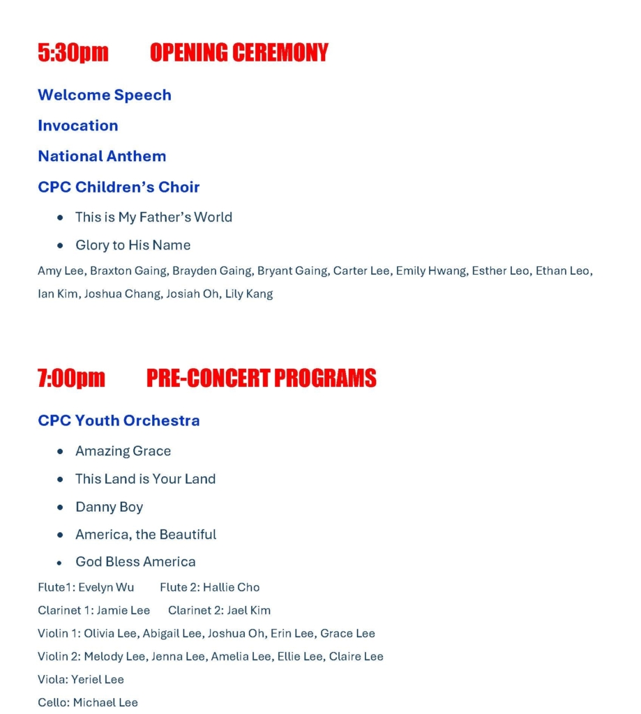 2024 Independence Day Festival Program - 뉴욕센트럴교회